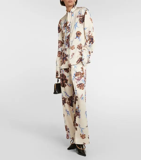 JIL SANDER Floral Print Wide-leg Pants