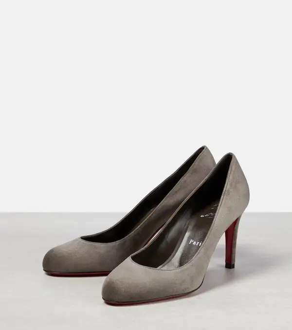 CHRISTIAN LOUBOUTIN Pumppie 85 Suede Pumps - Grey