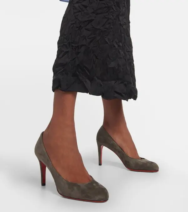 CHRISTIAN LOUBOUTIN Pumppie 85 Suede Pumps - Grey