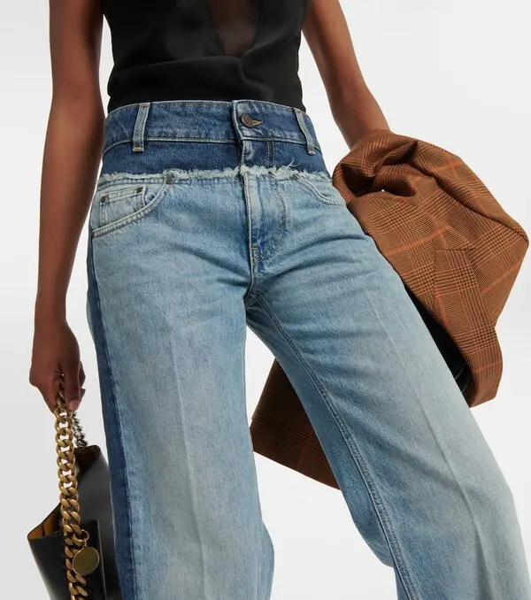 Stella McCartney Paneled High-rise Wide-leg Jeans