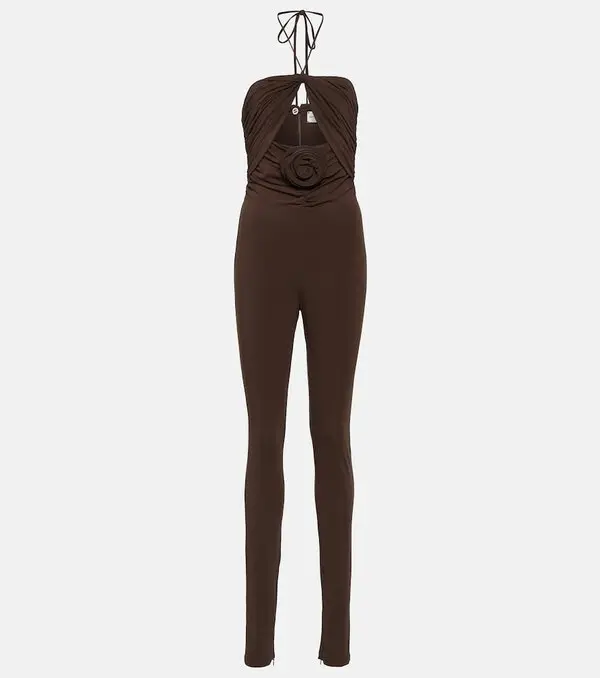 Magda Butrym Floral-appliqué Cutout Jumpsuit - Brown