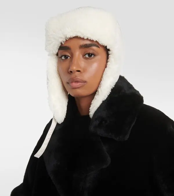 Yves salomon shearling hat  new OS $598.00 Yves Salomon Shearling Trapper Hat - Neutrals | Editorialist main image 2