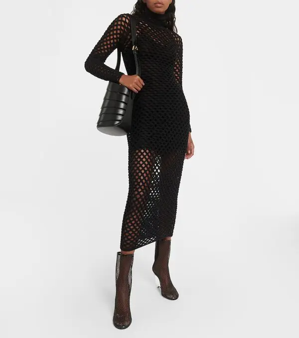 Alaïa La Cage Mesh And Pu Wedge Ankle Boots
