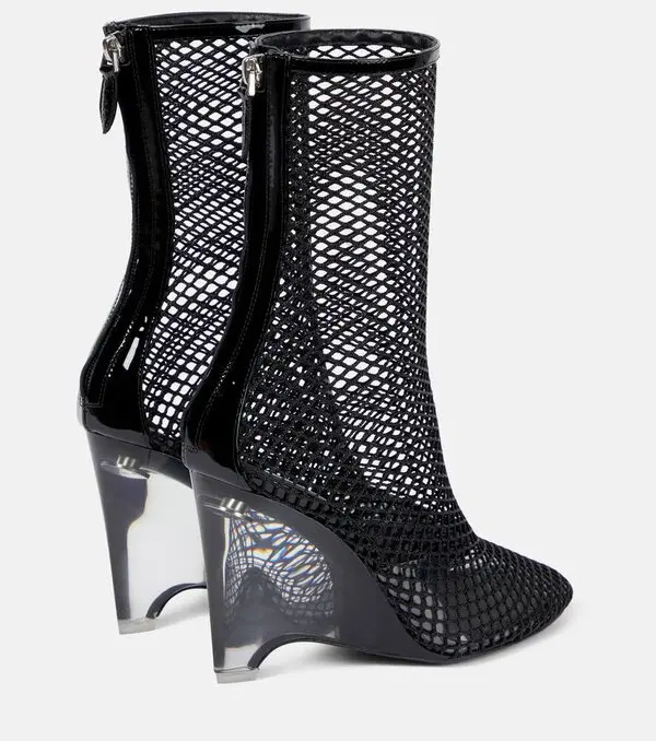 Alaïa La Cage Mesh And Pu Wedge Ankle Boots