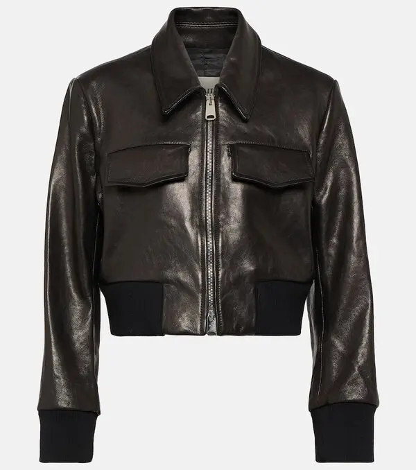Khaite Hector Cropped Leather Jacket