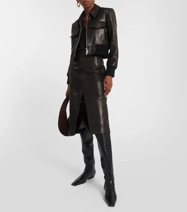 Khaite Hector Cropped Leather Jacket