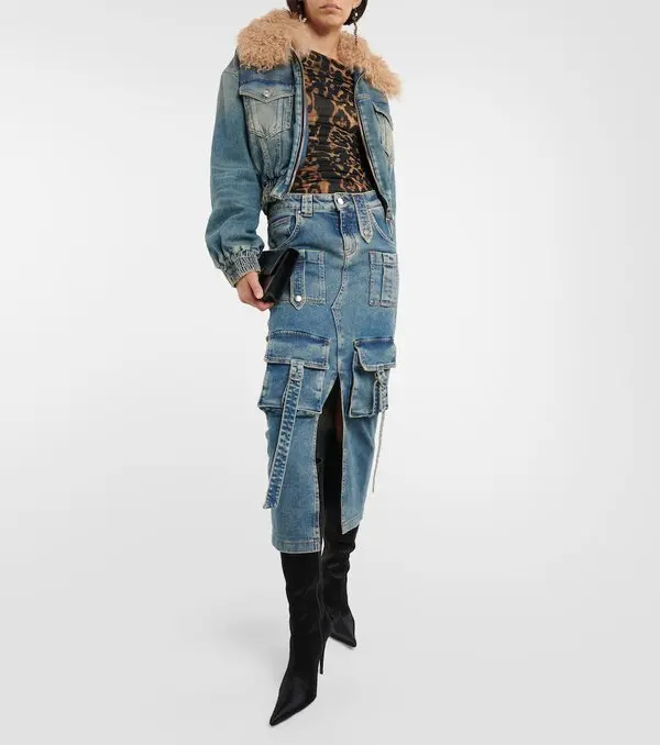 Blumarine Denim Midi Skirt
