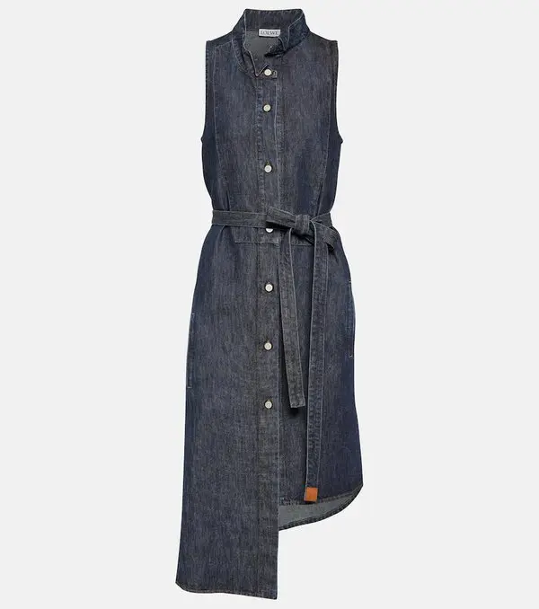 Loewe Asymmetric Denim Shirt Dress In Blue - 50% Off | Editorialist