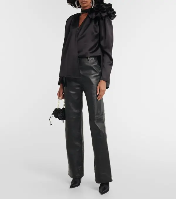 Magda Butrym High-rise Wide-leg Leather Trousers