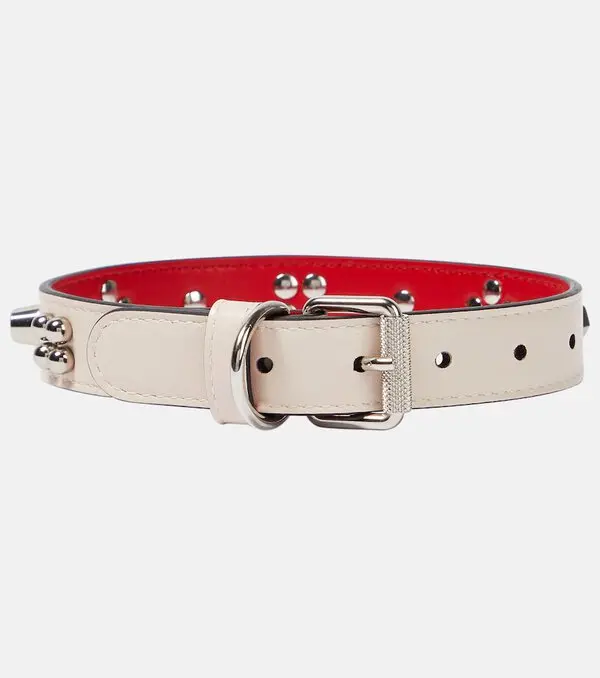 CHRISTIAN LOUBOUTIN Loubicollar Embellished Leather Dog Collar - Black