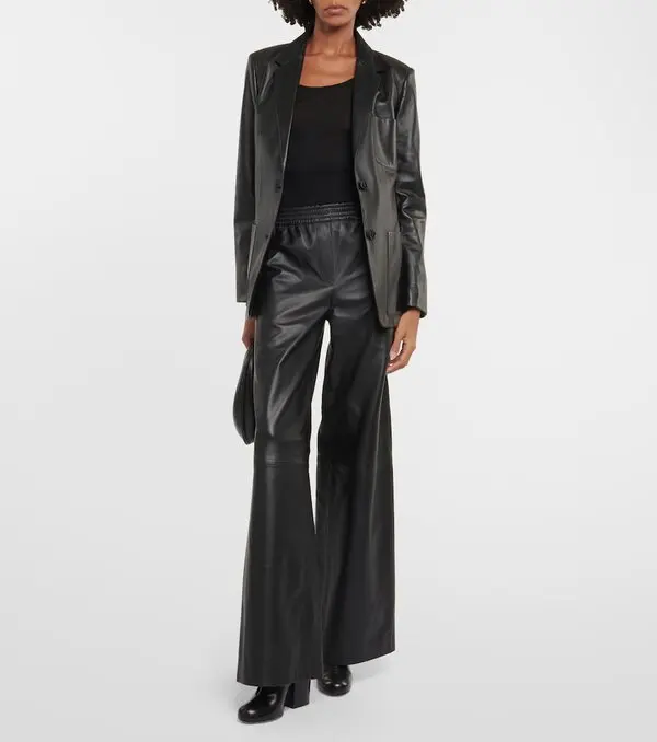 JOSEPH Ashbridge Leather Wide-leg Pants