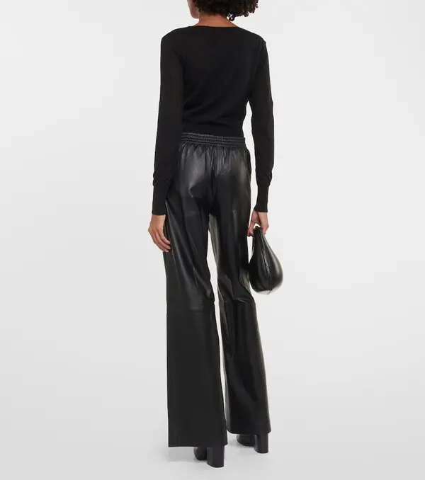 JOSEPH Ashbridge Leather Wide-leg Pants