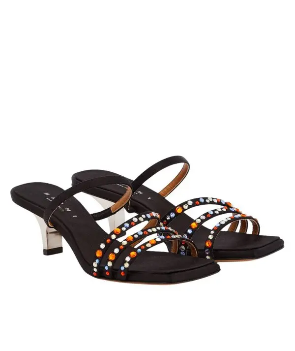 Marni Melrose Crystal-embellished Satin Mules - Black
