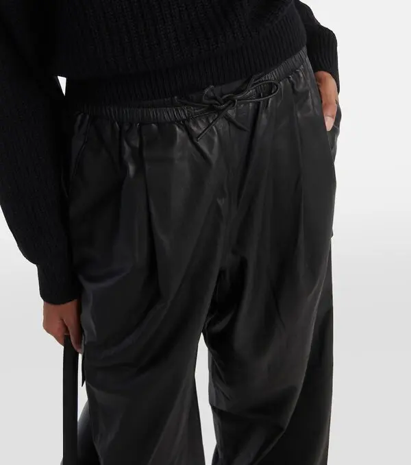 YVES SALOMON Leather Cargo Pants - Black