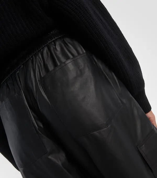 YVES SALOMON Leather Cargo Pants - Black