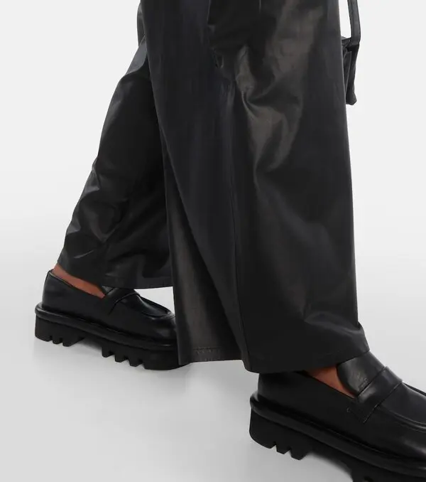 YVES SALOMON Leather Cargo Pants - Black