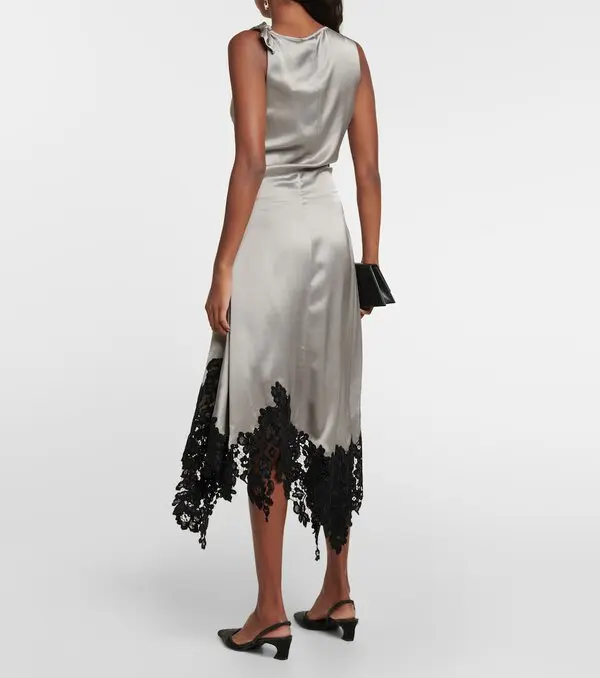 grey dress with black lace trim Louis Vuitton Marc Jacobs Black and Grey Plaid and Lace Trim Dress Siz