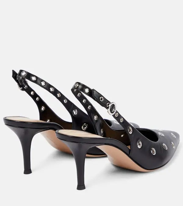 GIANVITO ROSSI Lydia Studded Leather Slingback Pumps