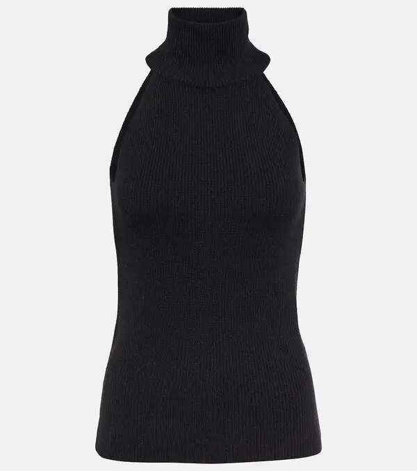 LISA YANG Freya Turtleneck Cashmere Tank Top - Black