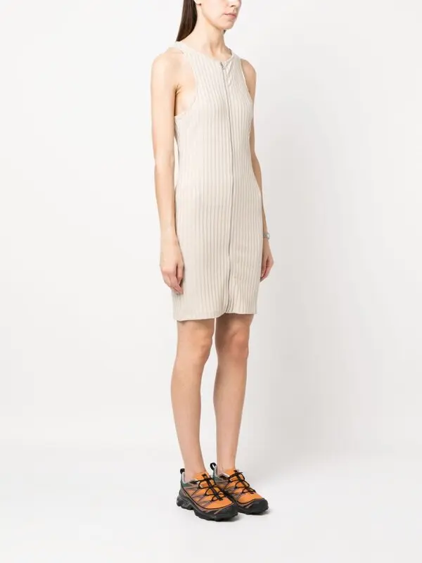 Calvin Klein Zip-up Ribbed Mini Dress - Neutrals