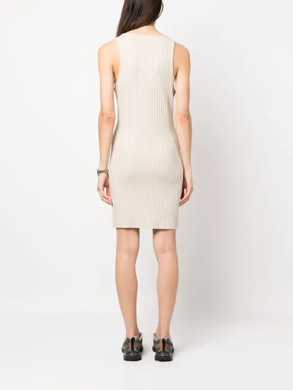 Calvin Klein Zip-up Ribbed Mini Dress - Neutrals
