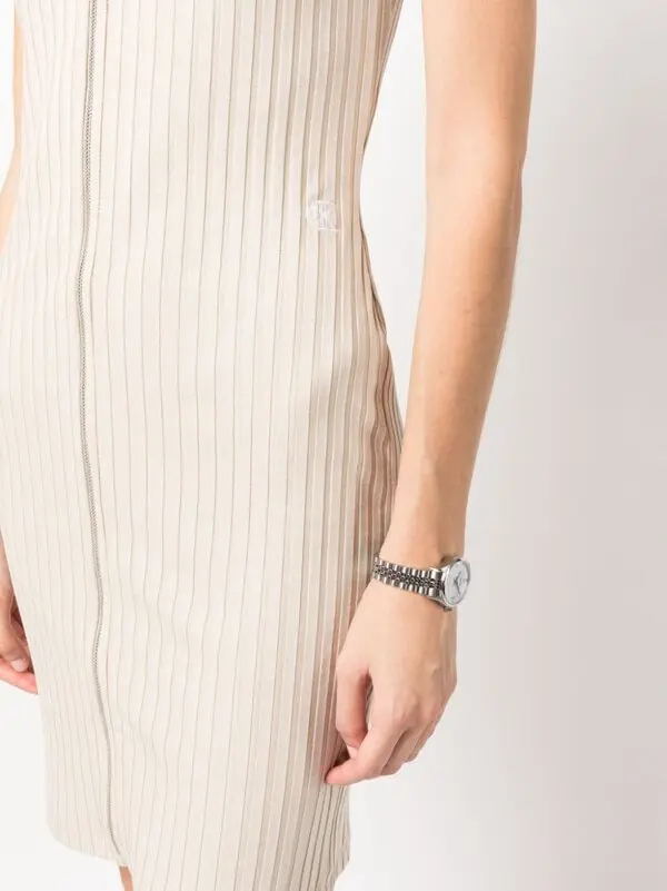 Calvin Klein Zip-up Ribbed Mini Dress - Neutrals