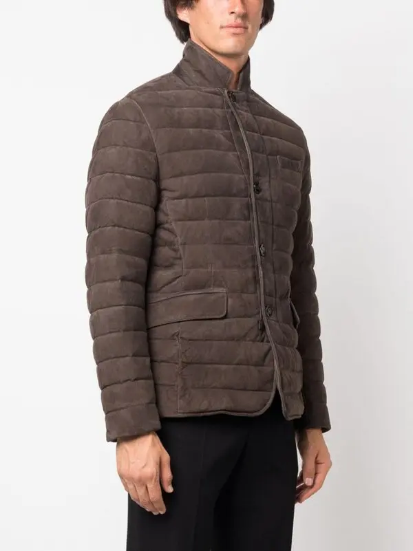 MOORER Padded Leather Jacket