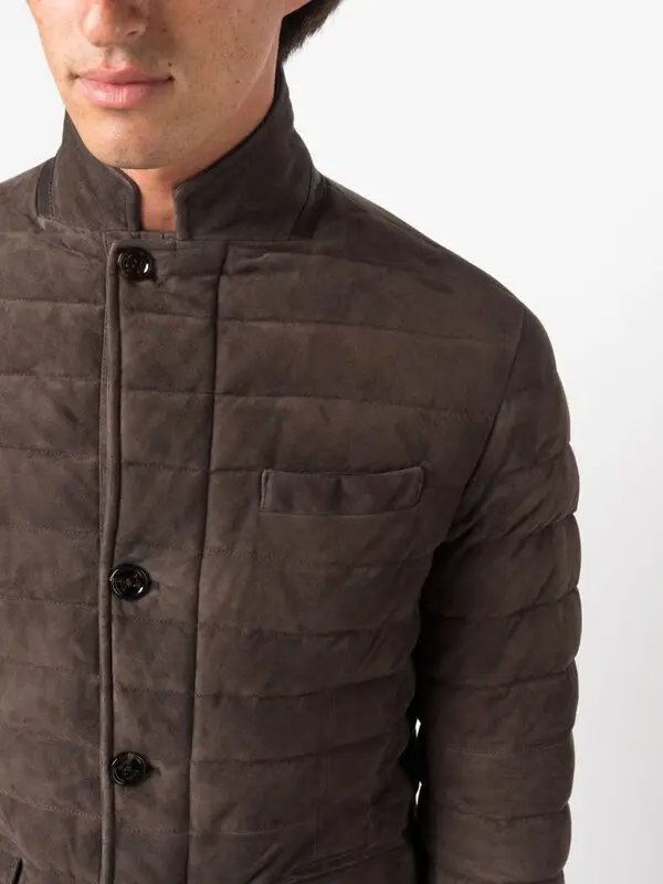 MOORER Padded Leather Jacket