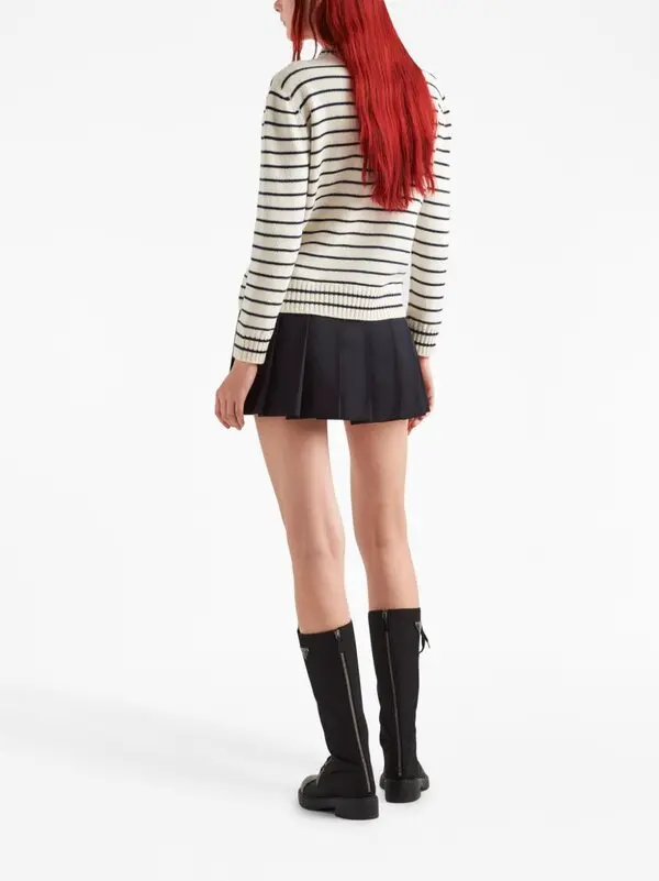 Prada Intarsia-logo Striped Cashmere Jumper