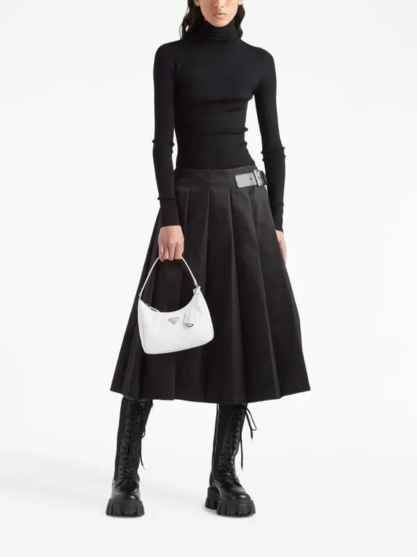 Prada Logo-intarsia Turtleneck Sweater - Black