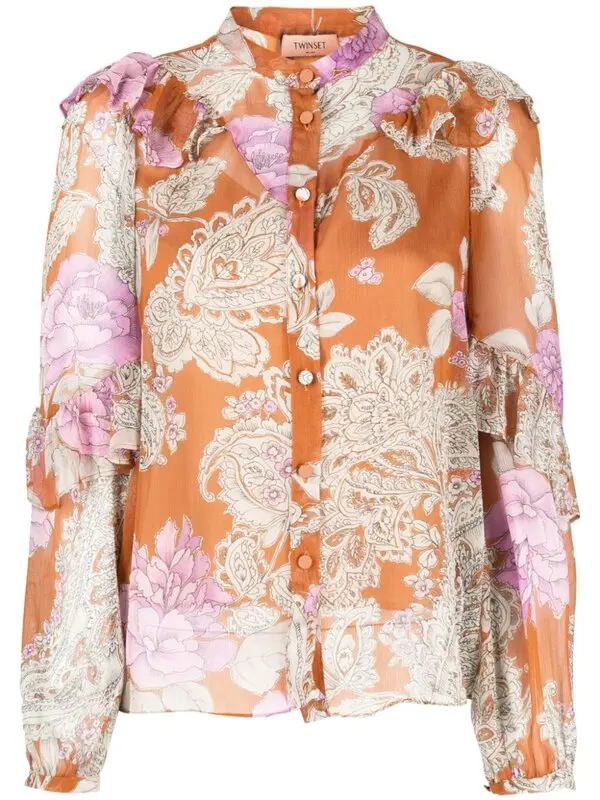 TWINSET Floral-print Ruffled Blouse