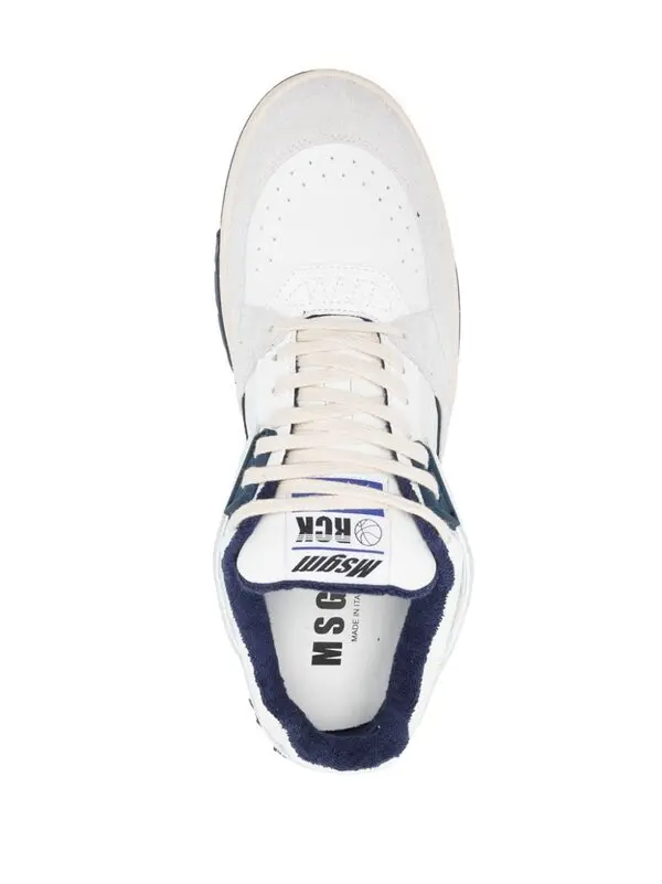 MSGM Colour-block Panelled Leather Sneakers - White