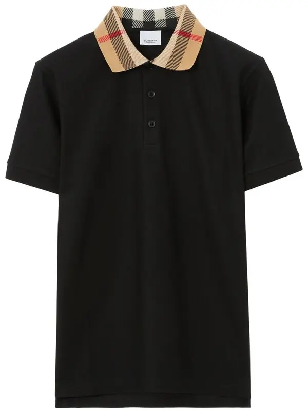 Burberry Checked-collar Cotton Polo Shirt