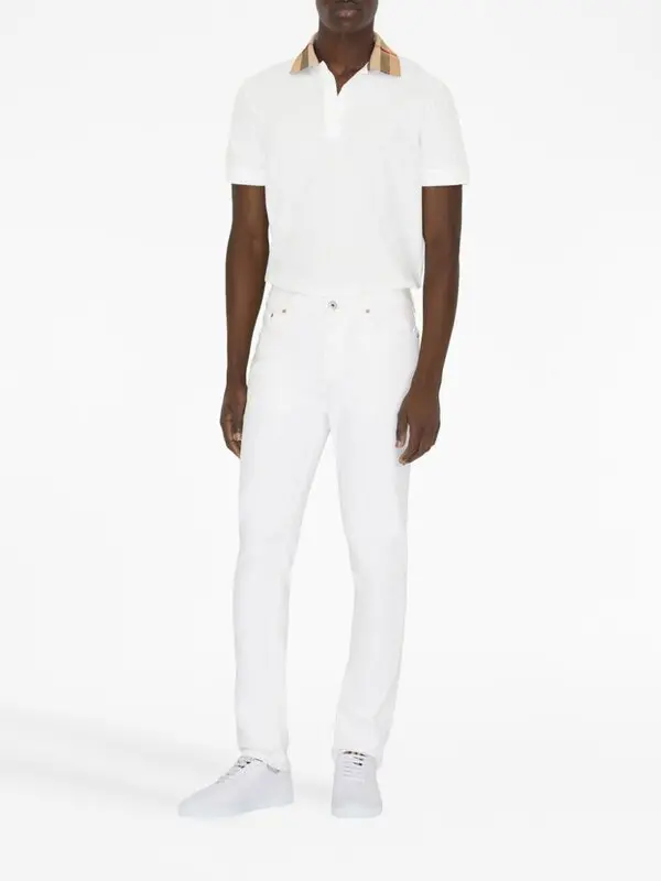 Burberry Check Print-detail Polo Shirt - White