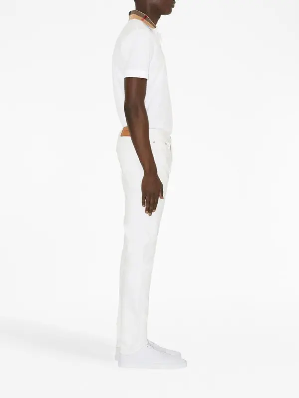 Burberry Check Print-detail Polo Shirt - White