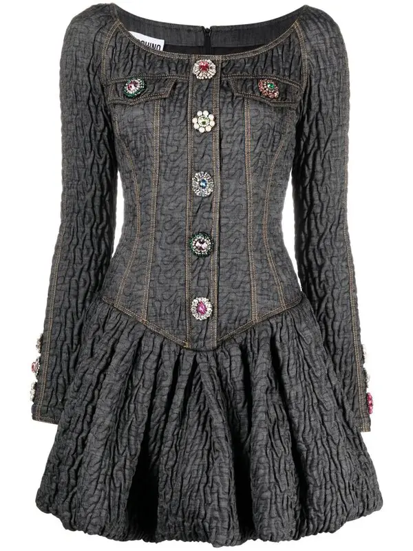 Moschino Crystal-embellished Textured Minidress
