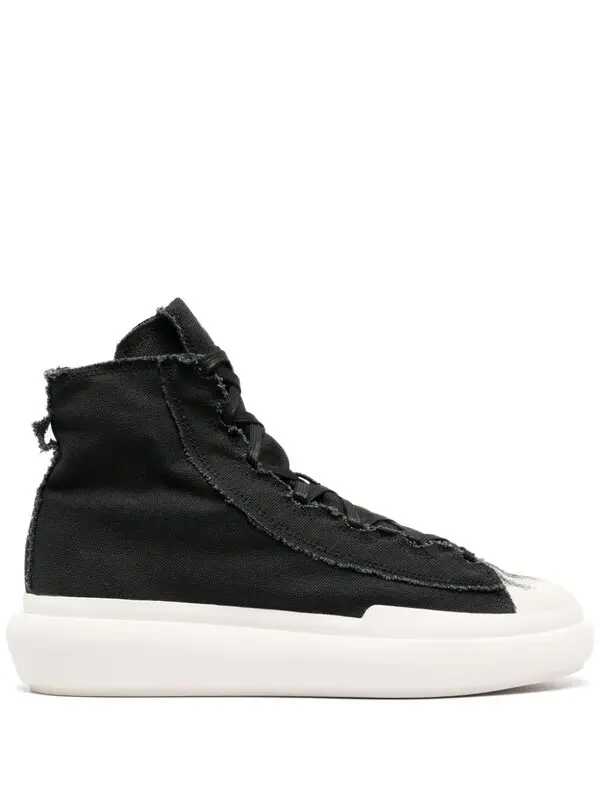 Y3 Nizza Distressed High-top Sneakers - Black