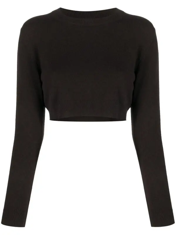 PATOU Logo-embroidered Cropped Jumper - Brown