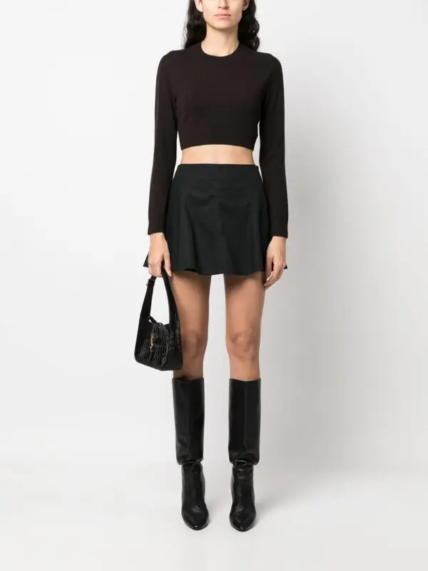 PATOU Logo-embroidered Cropped Jumper - Brown