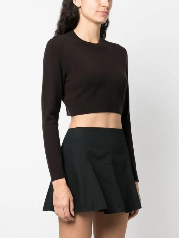 PATOU Logo-embroidered Cropped Jumper - Brown