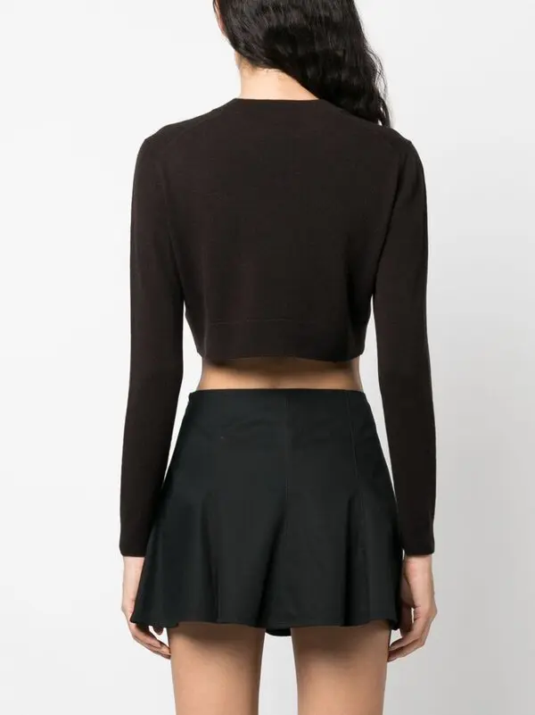 PATOU Logo-embroidered Cropped Jumper - Brown