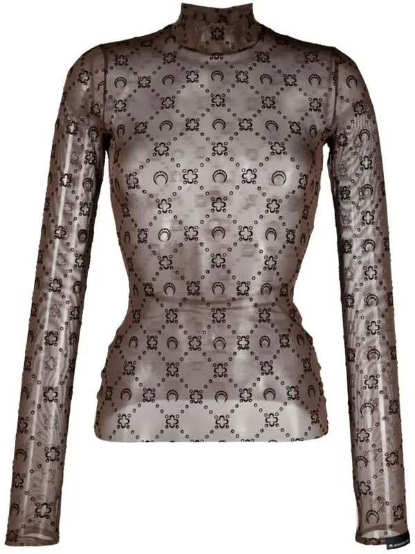 MARINE SERRE Regenerated Moonogram Mesh Top