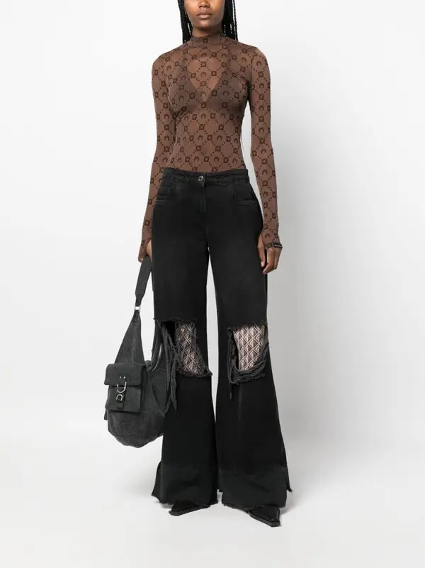 MARINE SERRE Regenerated Moonogram Mesh Top