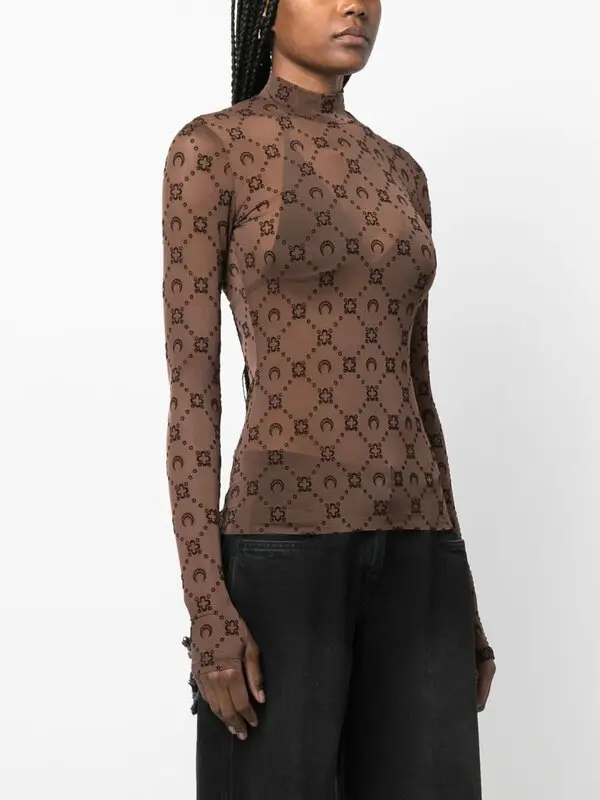 MARINE SERRE Regenerated Moonogram Mesh Top