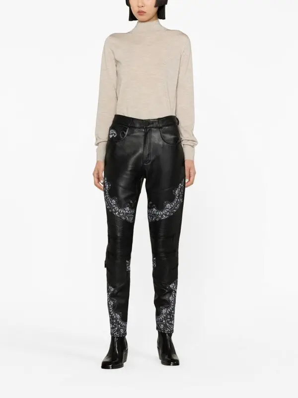 Philipp Plein Bandana-paneled Leather Trousers