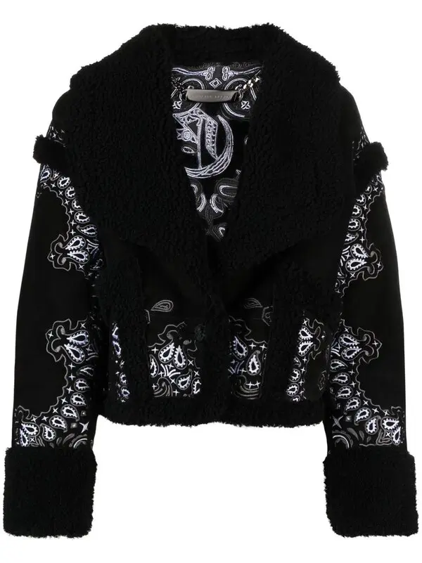 Philipp Plein Paisley Bandana Shearling Jacket