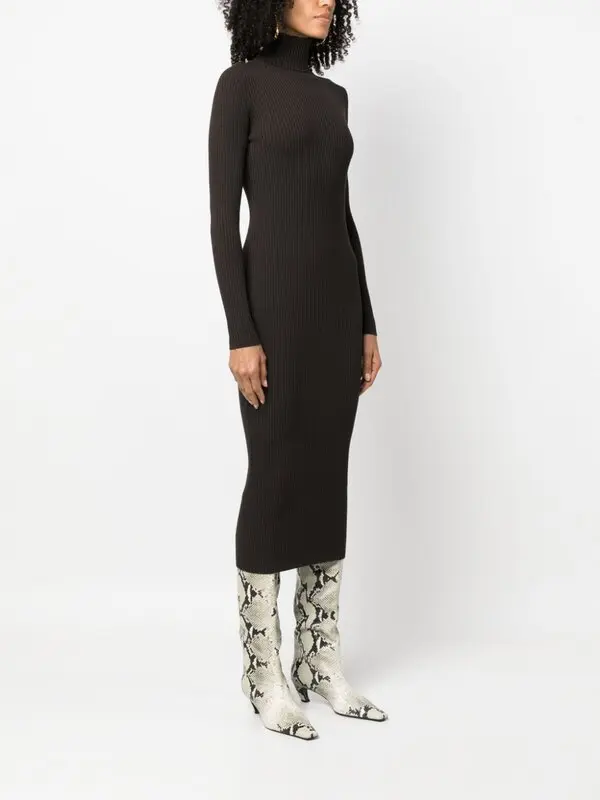 P.a.r.o.s.h Ribbed-knit Roll-neck Midi Dress