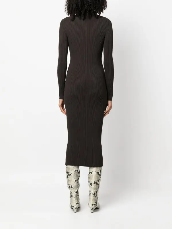 P.a.r.o.s.h Ribbed-knit Roll-neck Midi Dress