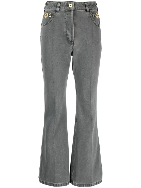PATOU Logo-embroidered Flared Jeans - Grey