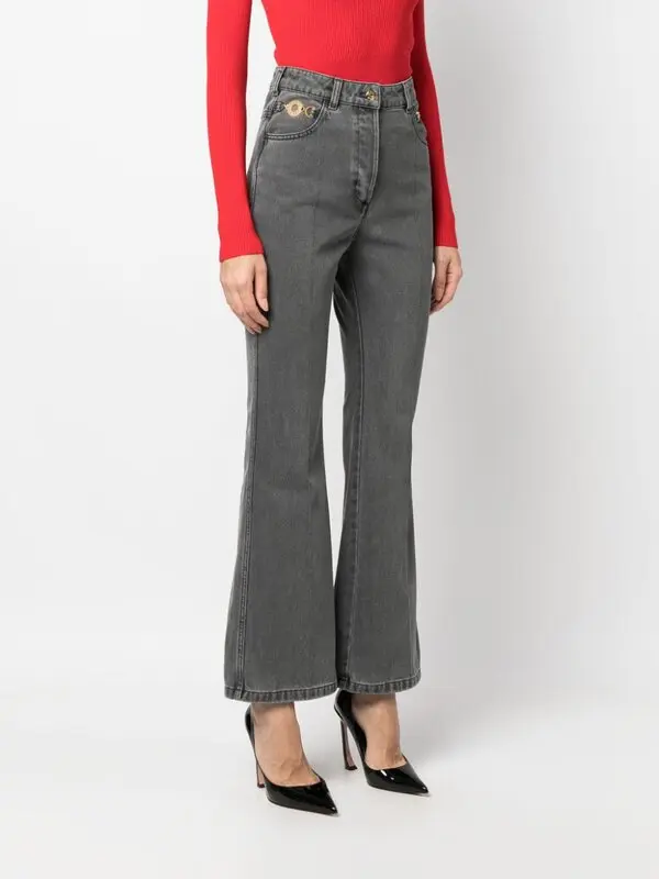 PATOU Logo-embroidered Flared Jeans - Grey